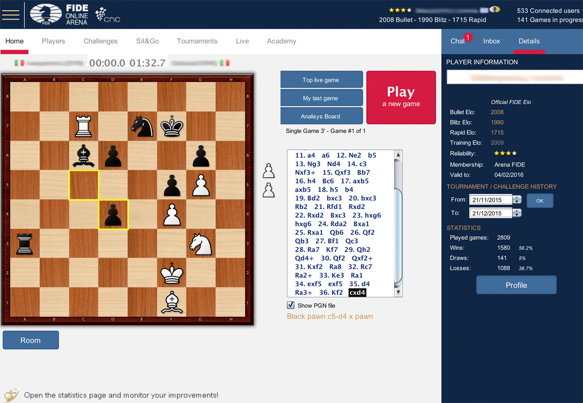 FIDE Online Arena presents its new interface FIDE Online Arena presents its new interface