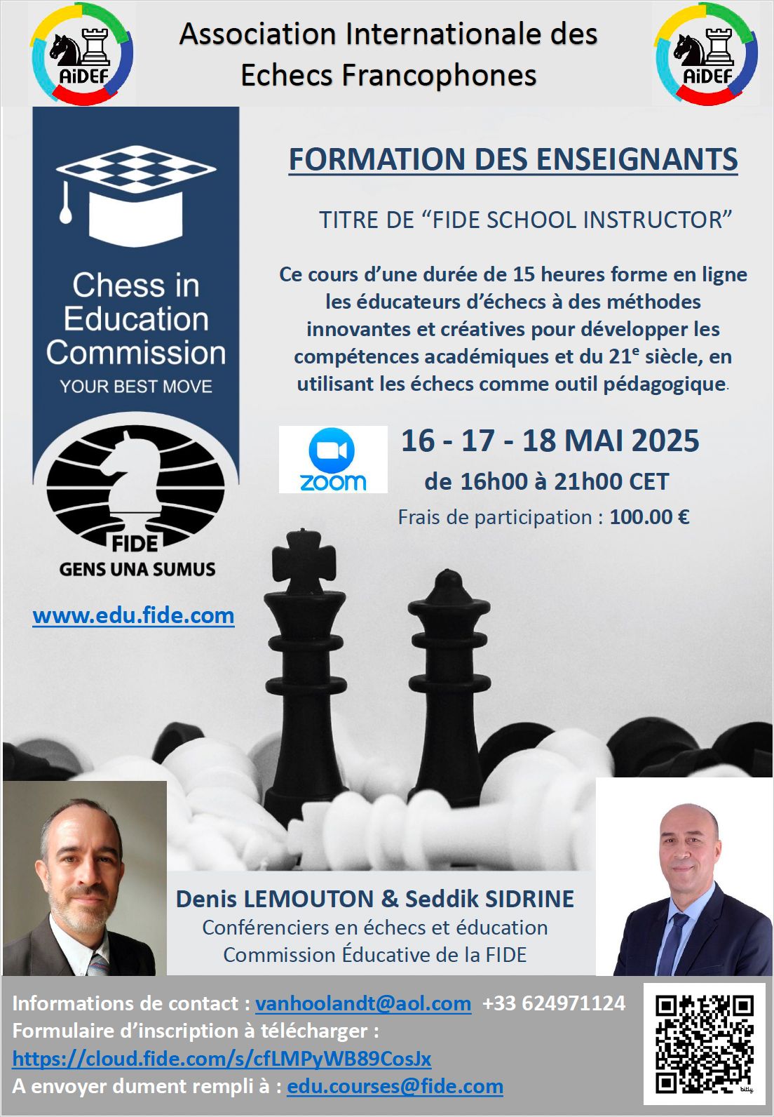 FIDE EDU “Preparation of Teachers” online courses in French announced ...